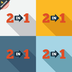 Two in one sign icon 2 in 1 symbol with arrow Vector Image