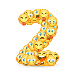 A set of emoticons shaped as one number Royalty Free Vector