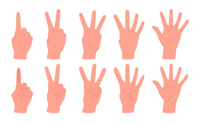 Cartoon hands gestures set human hand palms Vector Image