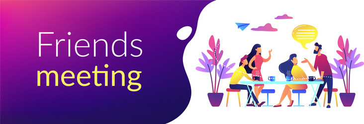 Friends meeting concept banner header Royalty Free Vector
