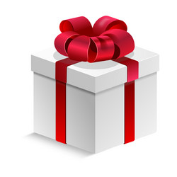 Red oblong gift box with ribbon and bow Royalty Free Vector