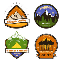 Outdoor camping labels set Royalty Free Vector Image