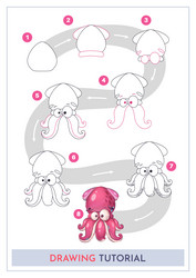 How to draw a squid step by drawing tutorial Vector Image