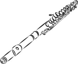 Flute drawing engraving ink line art Royalty Free Vector