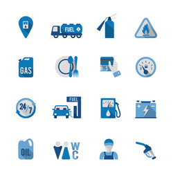Gasoline diesel fuel service station icons set Vector Image