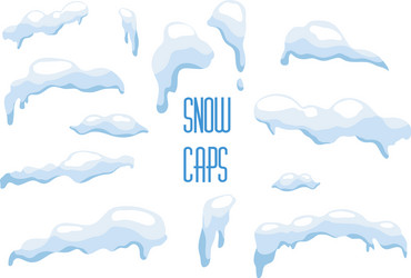 Cartoon snow caps snowdrifts and icicles snowy Vector Image