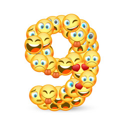 A set of emoticons shaped as one number Royalty Free Vector