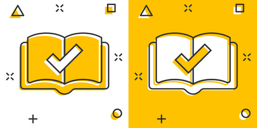 Book check mark icon in comic style bookmark Vector Image