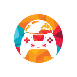 Globe and game console icon logo Royalty Free Vector Image