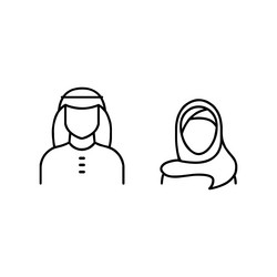 Green saudi people line art icon Royalty Free Vector Image