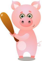 Cute cartoon pig with pink large Royalty Free Vector Image