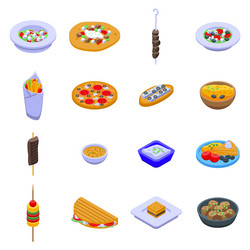 Isometric fast food 3d icons set flat design Vector Image