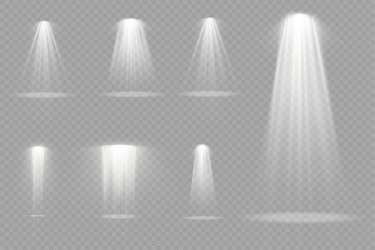 Set of white spotlight projector light effect Vector Image