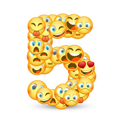 A set of emoticons shaped as one number Royalty Free Vector