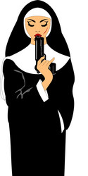 Armed Nun with Pistols Royalty Free Vector Image