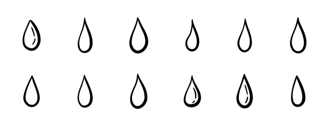 Doodle water drops hand drawn outline different Vector Image