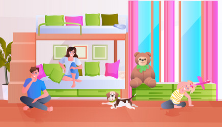 Little children playing at home or kindergarten Vector Image