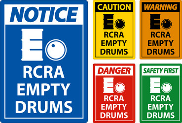Caution sign rcra empty drums on white background Vector Image