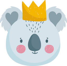 Cartoon koala with crown animal portrait character