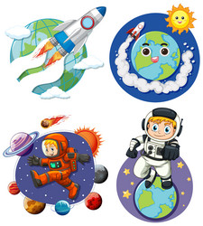 Outer space characters collection Royalty Free Vector Image