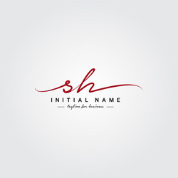 Initial letter sh logo - handwritten signature Vector Image