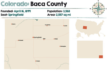 Map baca county in colorado Royalty Free Vector Image