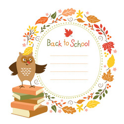 Back to school owl teacher with pointer on stump Vector Image
