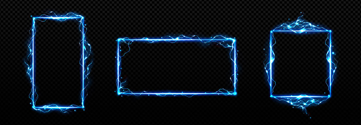 Lightning frames electric blue thunderbolt border Vector Image