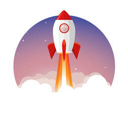 3d rocket space ship launch background realistic Vector Image