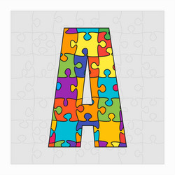 Colorful puzzle letter - w jigsaw creative font Vector Image