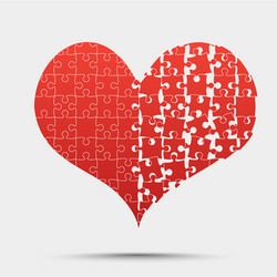 2 red piece puzzle heart valentines day love Vector Image