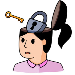 Man with lock in his head Royalty Free Vector Image