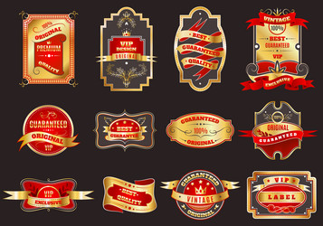 Realistic knitted badges labels collection Vector Image