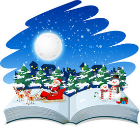 Christmas magical book open with santa Royalty Free Vector