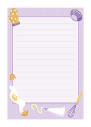 Recipe card cooking template culinary notes Vector Image