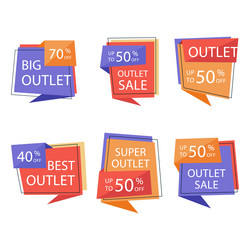 Flat design outlet label set Royalty Free Vector Image