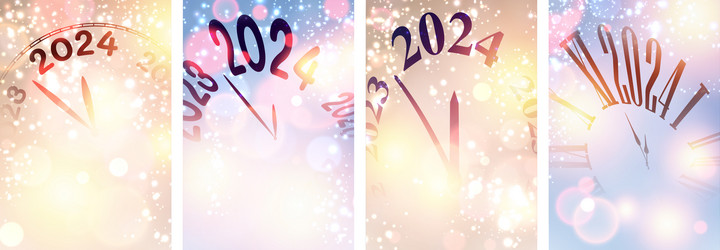 Happy new year 2024 countdown clock on golden and Vector Image