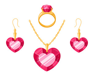 Cartoon golden jewelry set precious tiara Vector Image
