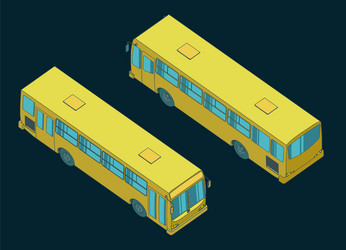 City public transport bus 3d isometric view Vector Image