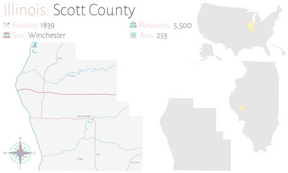 Map of scott county in illinois Royalty Free Vector Image