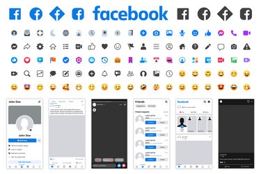 Facebook social network app interface icons Vector Image