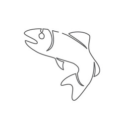 Fish one line drawing Royalty Free Vector Image