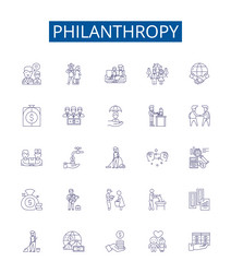 Philanthropy line icons signs set design Vector Image