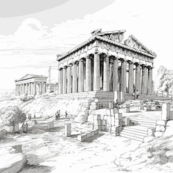 Acropolis hand-drawn comic doodle Royalty Free Vector Image