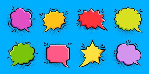 Speech bubble comic pop art dialog cloud frame set