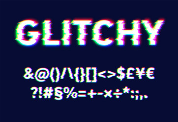 Glitch font set glitched sans-serif Royalty Free Vector