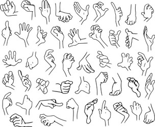 Sign language a to z numbers hands pack lineart Vector Image