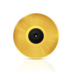 Golden vinyl record with notes Royalty Free Vector Image
