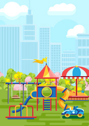 Bright playground in park Royalty Free Vector Image