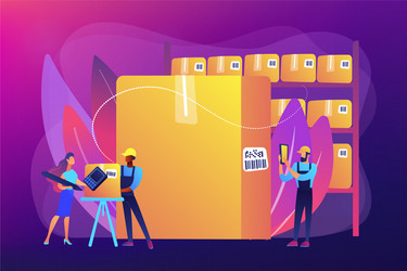 Barcode scanning concept landing page Royalty Free Vector